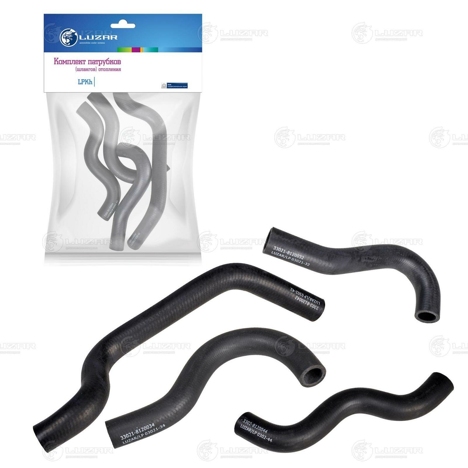 Комплект патрубков отопителя для а/м ГАЗ 3302 ГАЗель 18мм (EPDM, 4шт) (LPKh 0306) Luzar