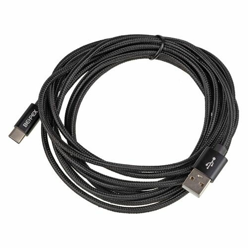 Кабель USB Type-C (m) - USB (m), 3м, в оплетке, 2.4A, черный