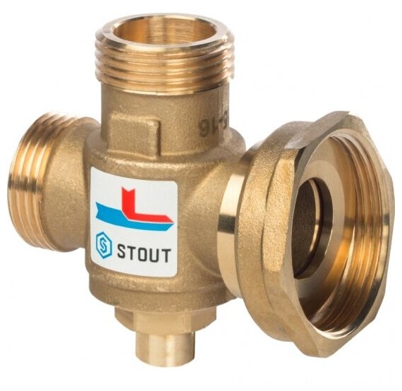 Термостатический смесительный клапан Stout G 1"М-G 1"1/2F-G 1"M 60°С