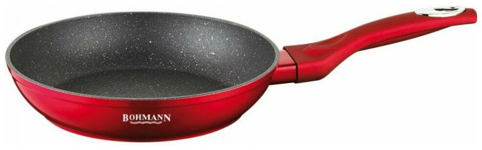 BOHMANN BH 1005-24MRB, Сковорода алюминиевая (диаметр: 24 см; цвет: красный; антипригарное покрытие; с текстильной подставкой)