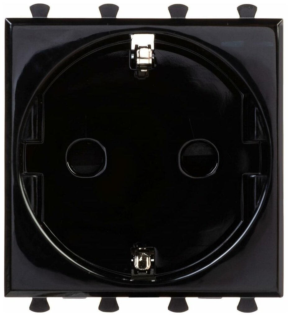 Розетка DKC 1-местная, 2 модуля Avanti "Черный квадрат" 16А IP20 2P+E, защитные шторки, черная