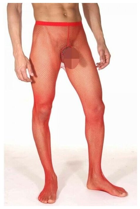 Мужские колготы в сеточку с интимным доступом