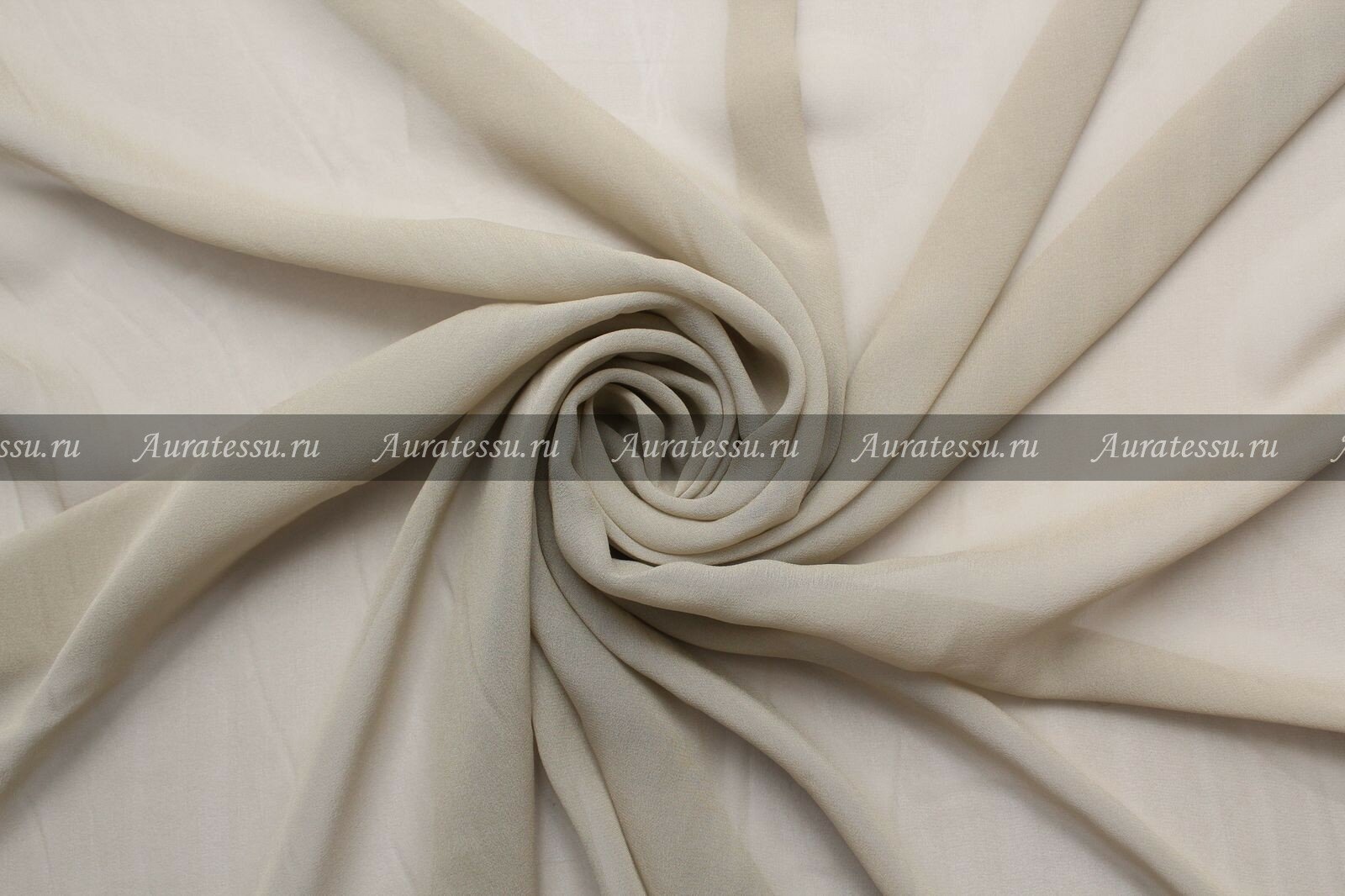 Ткань Шёлковый шифон-креп-стрейч серо-оливковый, светлый, ш110см, 0,5 м