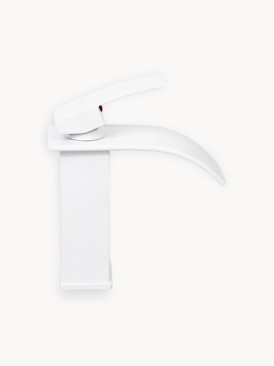 Смеситель для раковины с каскадным изливом Seven White белый матовый, кран для ванной из нержавеющей стали