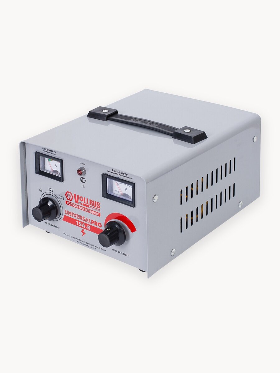 Зарядное устройство для АКБ ёмкостью до 150 А/ч; 6-12-24В; трансформаторное VOLLRUS, VLR15A-B