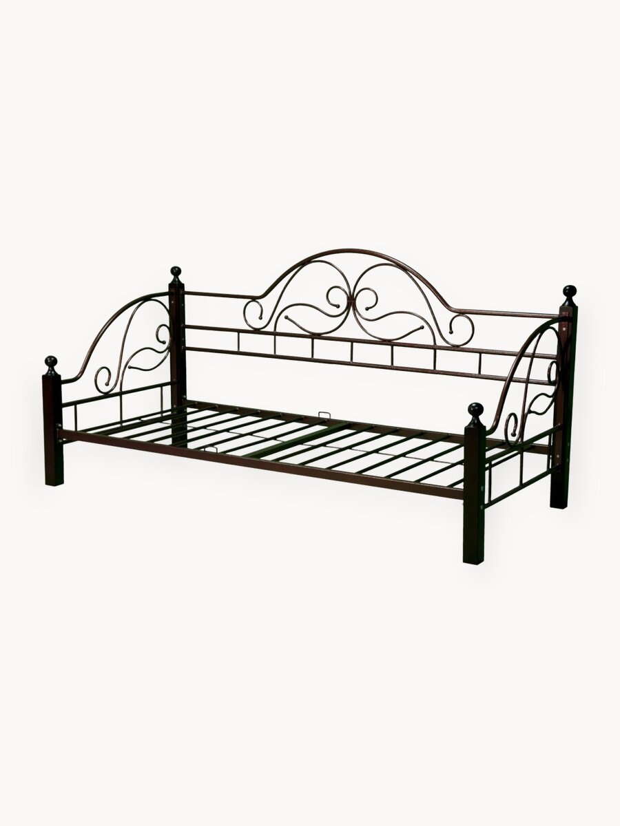 Кровать-тахта металлическая односпальная "Сильва" 90 х 200 с металлическим основанием