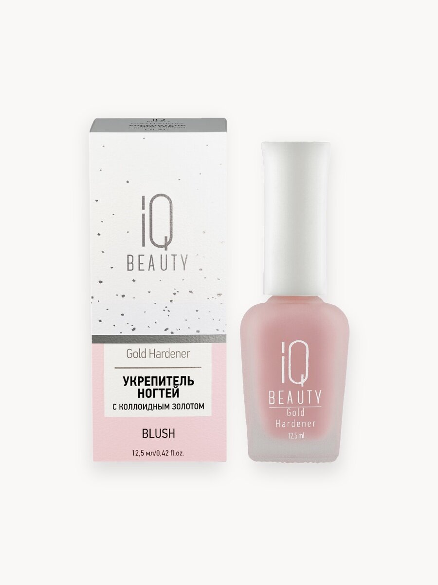Укрепляющий лак для ногтей с коллоидным золотом IQ Beauty Gold Hardener Blush, розовый, 12.5 мл