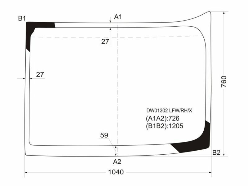 Стекло лобовое (Правое) Freightliner Century Class 97- / Columbia 97- XYG арт. DW01302 LFW/RH/X
