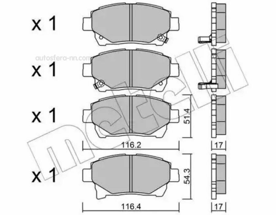 METELLI 2208770 К-т дисков. тормоз. колодок Toyota iQ 2009- F