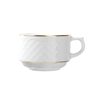 Чашка чайная "Афродита", фарфор, 190мл, D-80, H-55мм, белый, золотой