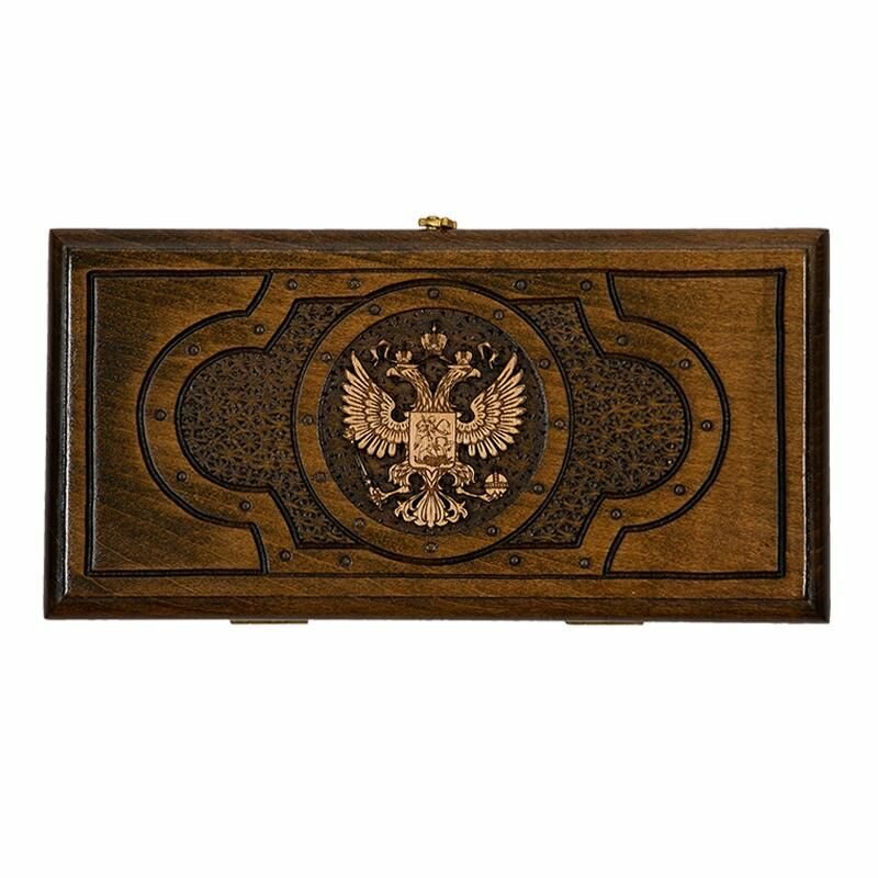 Нарды Mirzoyan "Герб РФ", складные, с замком, резьба, дерево