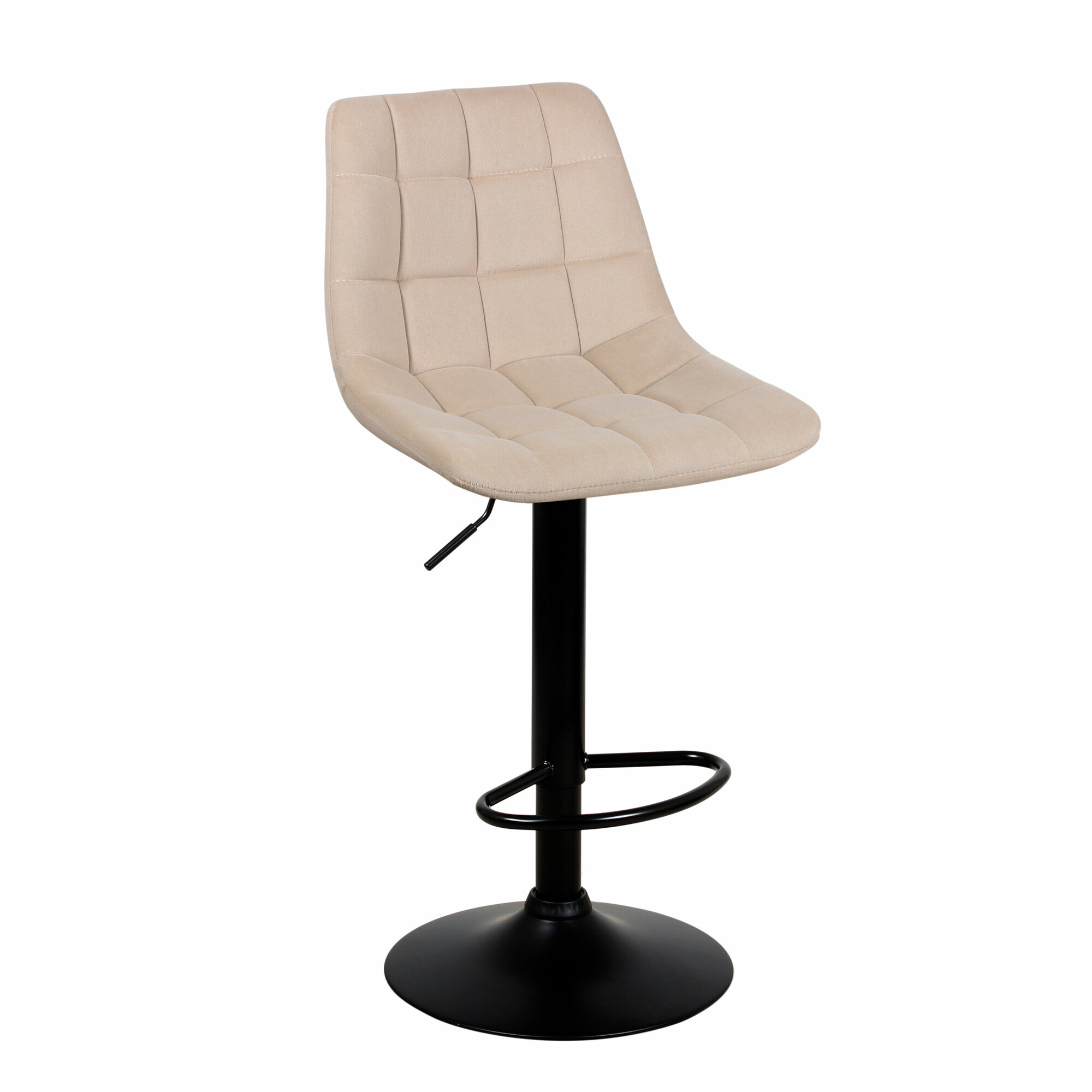 Стул барный "лион", велюр бежевый, основание черный метал, вращающийся, без подлокотников