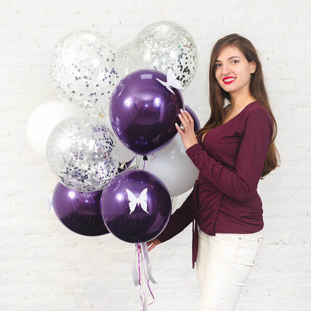Букет из шаров 15 с бабочками