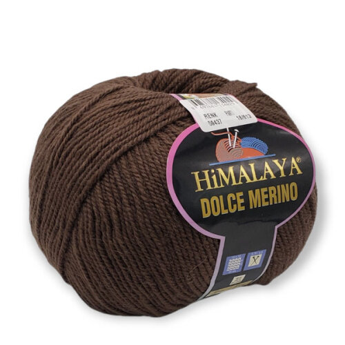Пряжа HiMALAYA "DOLCE MERİNO" 50% Шерсть мериноса, 50% Микрофибра, 100гр/230м, (59437 Шоколадный) 1 упаковка (10 мотков)