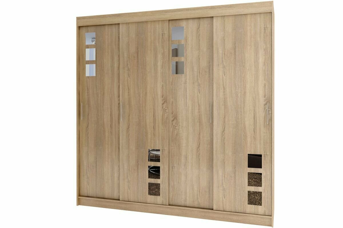 Шкаф-купе для одежды МногоМеб Миллениум 4-04 260х60x220 четырехдверный, дуб сонома