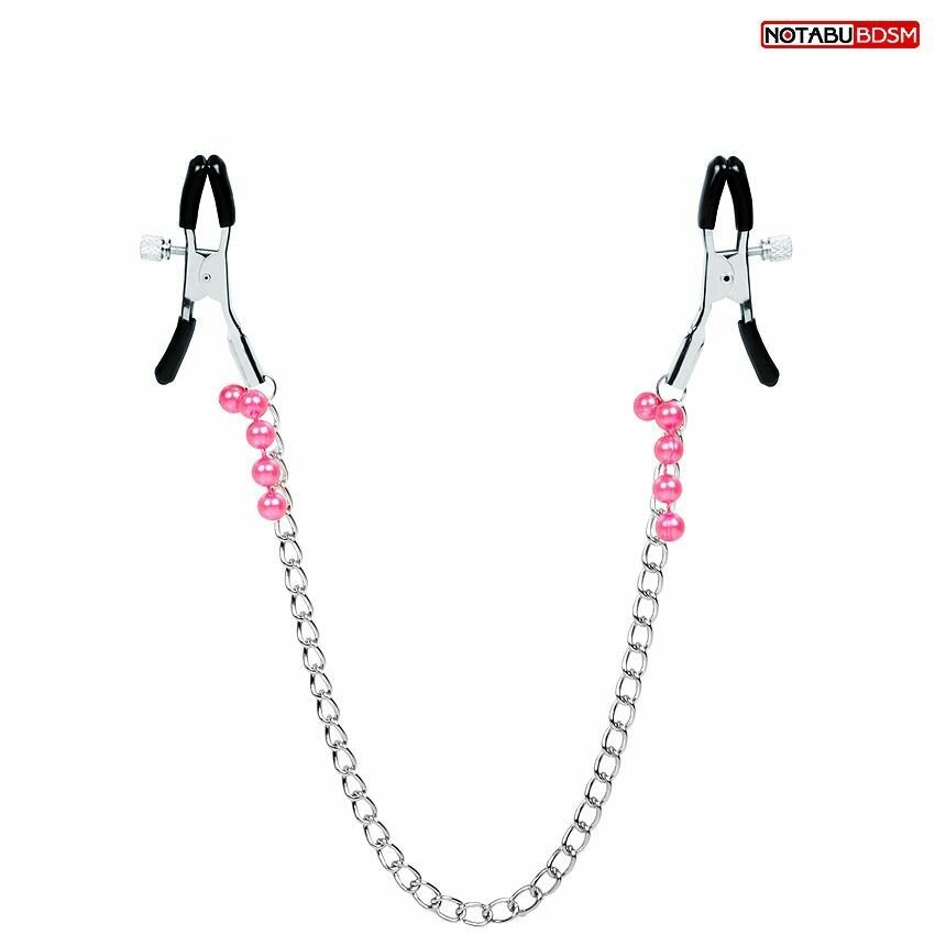 Bior toys Оригинальные зажимы на соски с розовыми бусинками и цепочкой