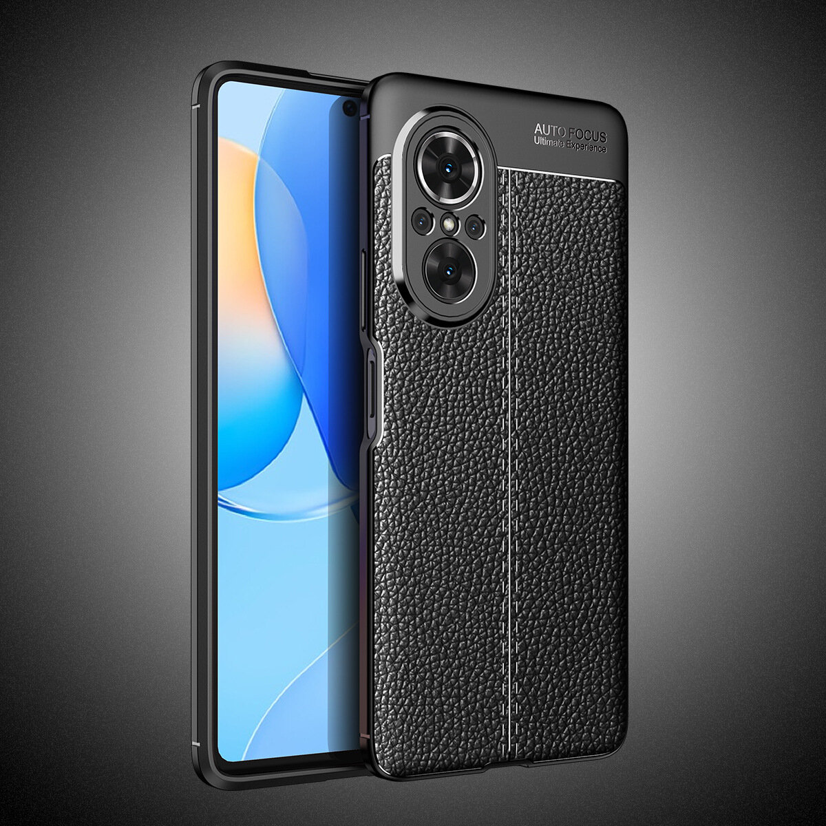 Чехол бампер накладка MyPads Pelle Morbida на Huawei Nova 9 SE из силикона с дизайном под кожу черный