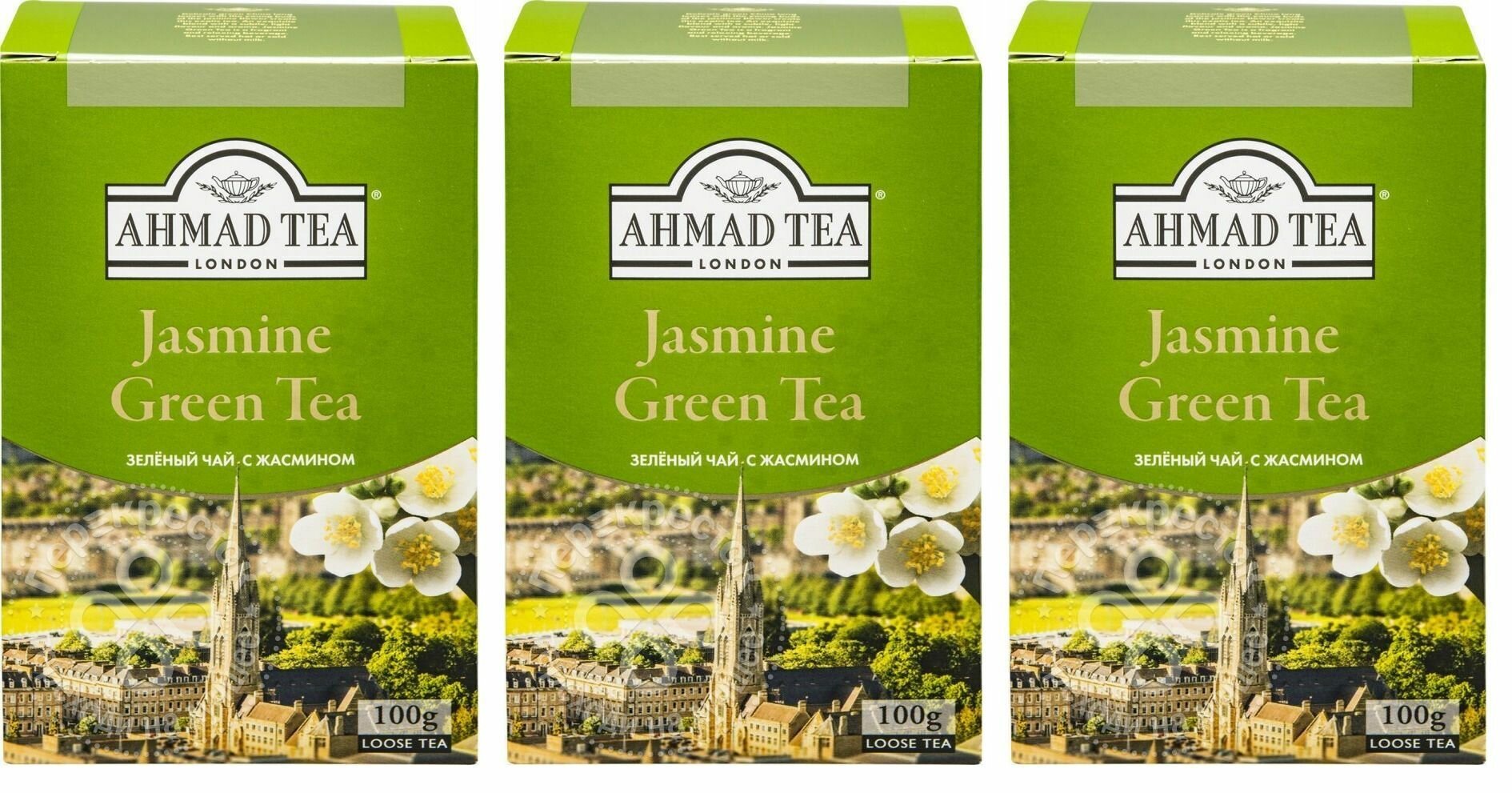 Ahmad Tea Чай зеленый Jasmine Green, листовой, 100 г, 3 шт