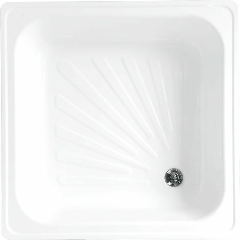 Стальной поддон Loranto квадратный 80x80x15 толщина стенок 0,9 мм, отверстие для слива 5 см 77018