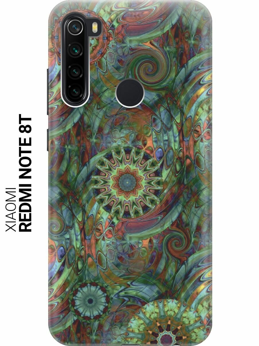 Силиконовый чехол на Xiaomi Redmi Note 8T, Сяоми Редми Ноут 8Т с принтом "Зеленый колейдоскоп"