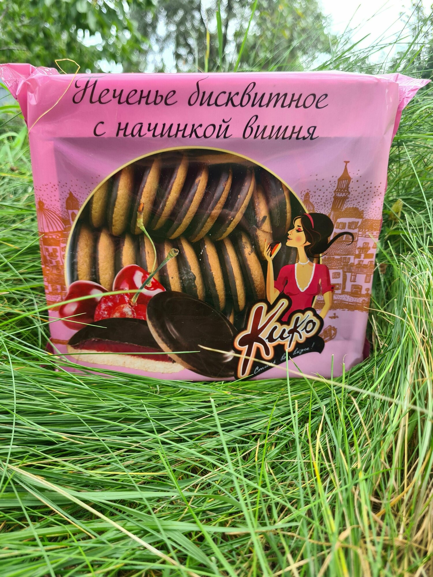 Печенье бисквитное "Кико№ с начинкой вишня 600гр