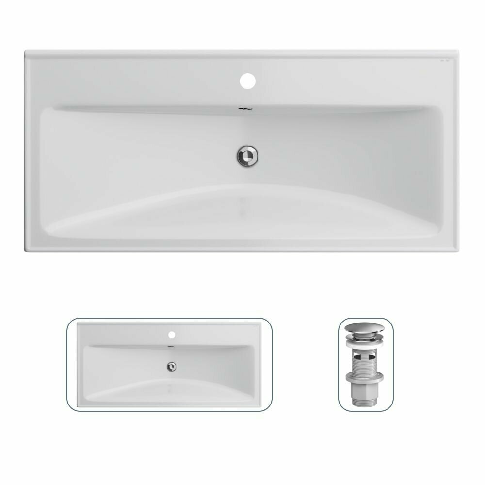 Раковина для ванной AM.PM, с донным клапаном, 100 см, мебельная, встроенная, хром