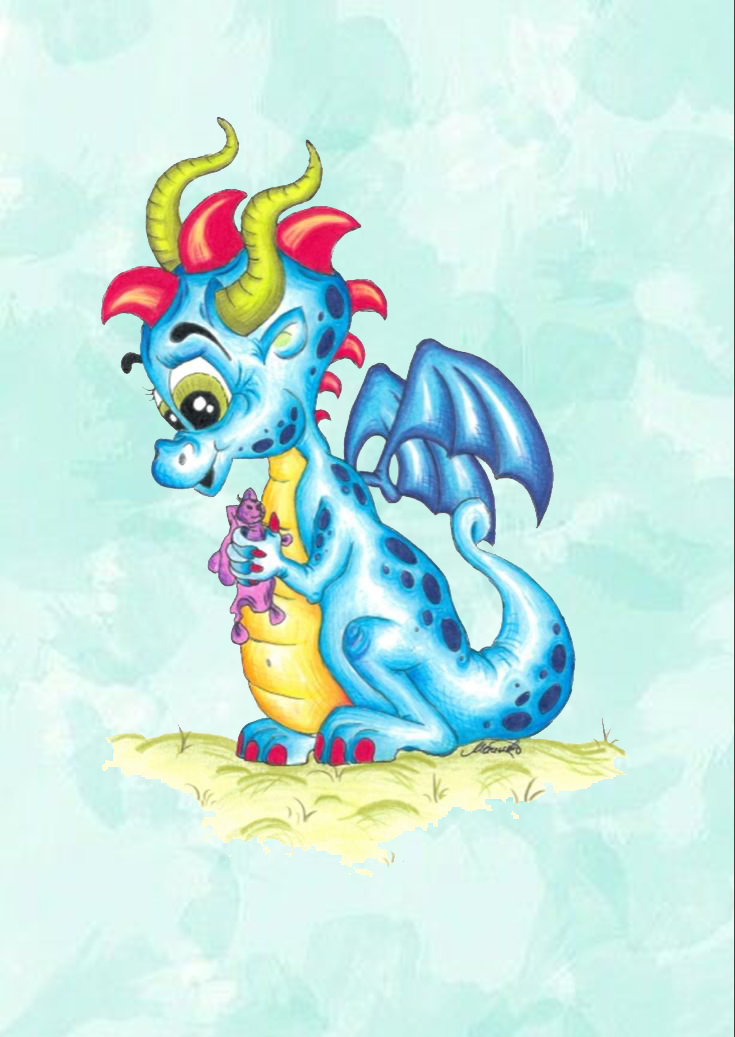 Картина по номерам "Голубой дракон с игрушкой" 40х50 см, хлопковый холст на подрамнике, акрил, Hobby Home