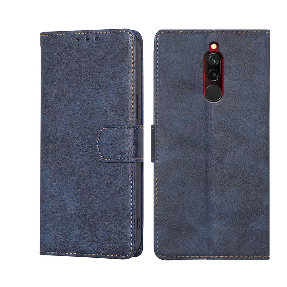 Чехол-книжка MyPads для Xiaomi Redmi 8 / Сяоми Редми 8 телячья кожа (синий)