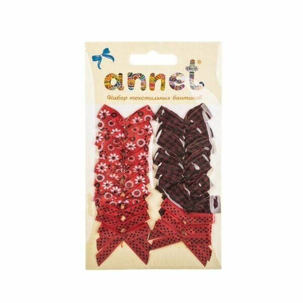Annet. Набор текстильных бантиков, красно-черный