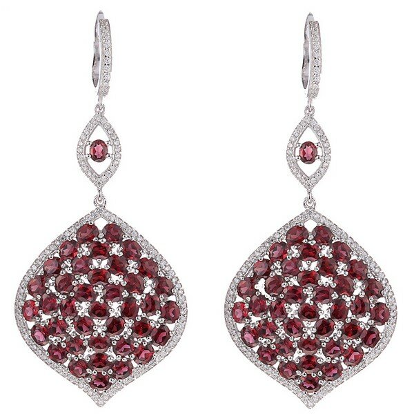 Серьги, серебро, 925 проба, гранат синтетический