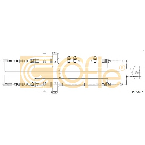 COFLE 92.11.5467 трос ручника задний l1630 / 1445+1562 / 1412\ Ford (Форд) Fiesta (Фиеста) 12