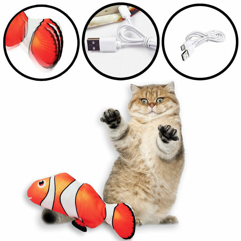 Homecat игрушка для кошек интерактивная шевелящаяся рыба на USB зарядке 30 см