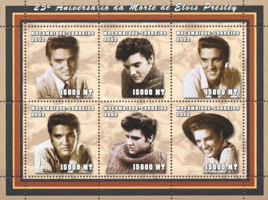 Почтовые марки Мозамбик 2002г. "25 лет со дня смерти Элвиса Пресли, 1935-1977" Певцы MNH