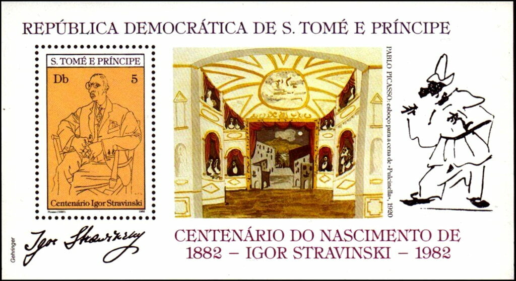 Почтовые марки Сан-Томе и Принсипи 1982г. "100-летие со дня рождения Игоря Стравинского" Композиторы MNH