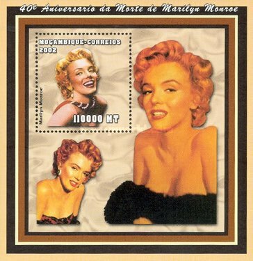 Почтовые марки Мозамбик 2002г. "40 лет со дня смерти Мэрилин Монро, 1926-1962" Мэрилин Монро, Актеры MNH