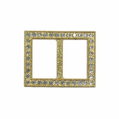 Пряжка со стразами 51306 081 золотая 35×25 мм декоративная фурнитура для одежды