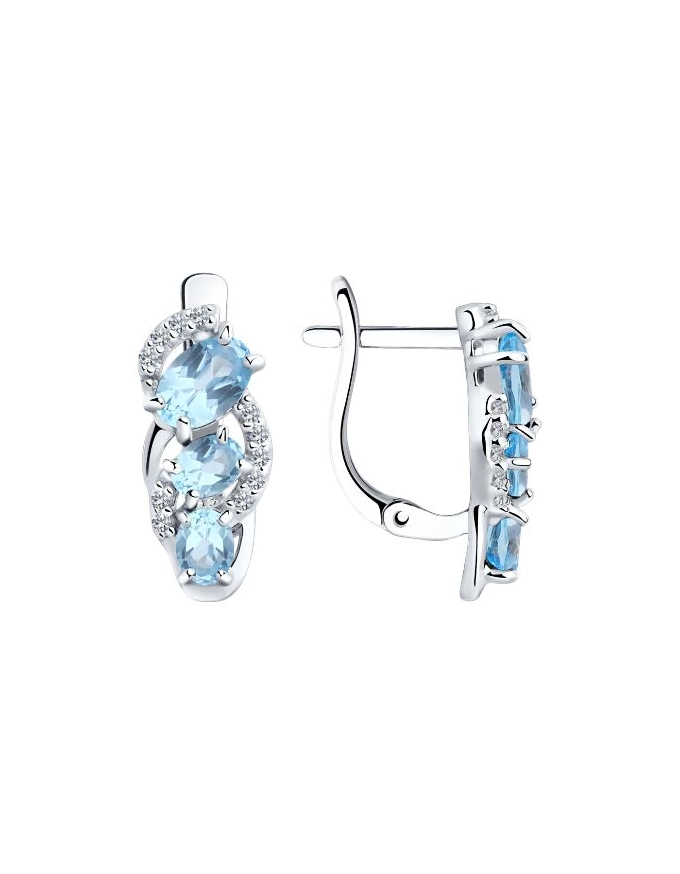 Серьги, серебро, 925 проба, родирование, топаз