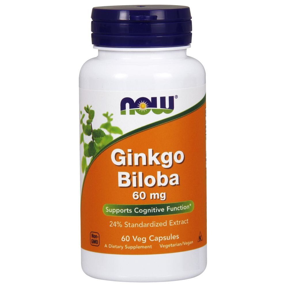 NOW Ginkgo Biloba, 60 мг / 60 капсул вегетарианских