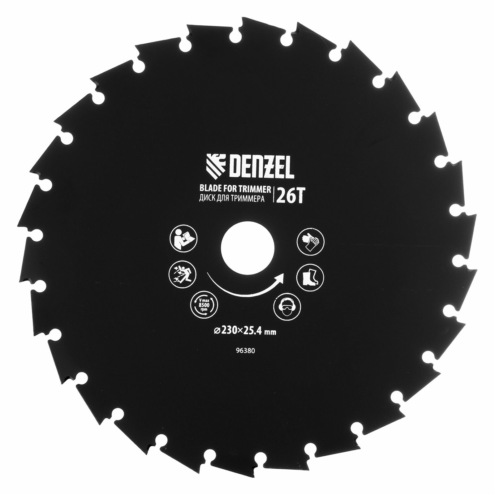 Диск для триммера c долотообразной формой зуба, 230 х 25,4 26 зубов// Denzel, 96380
