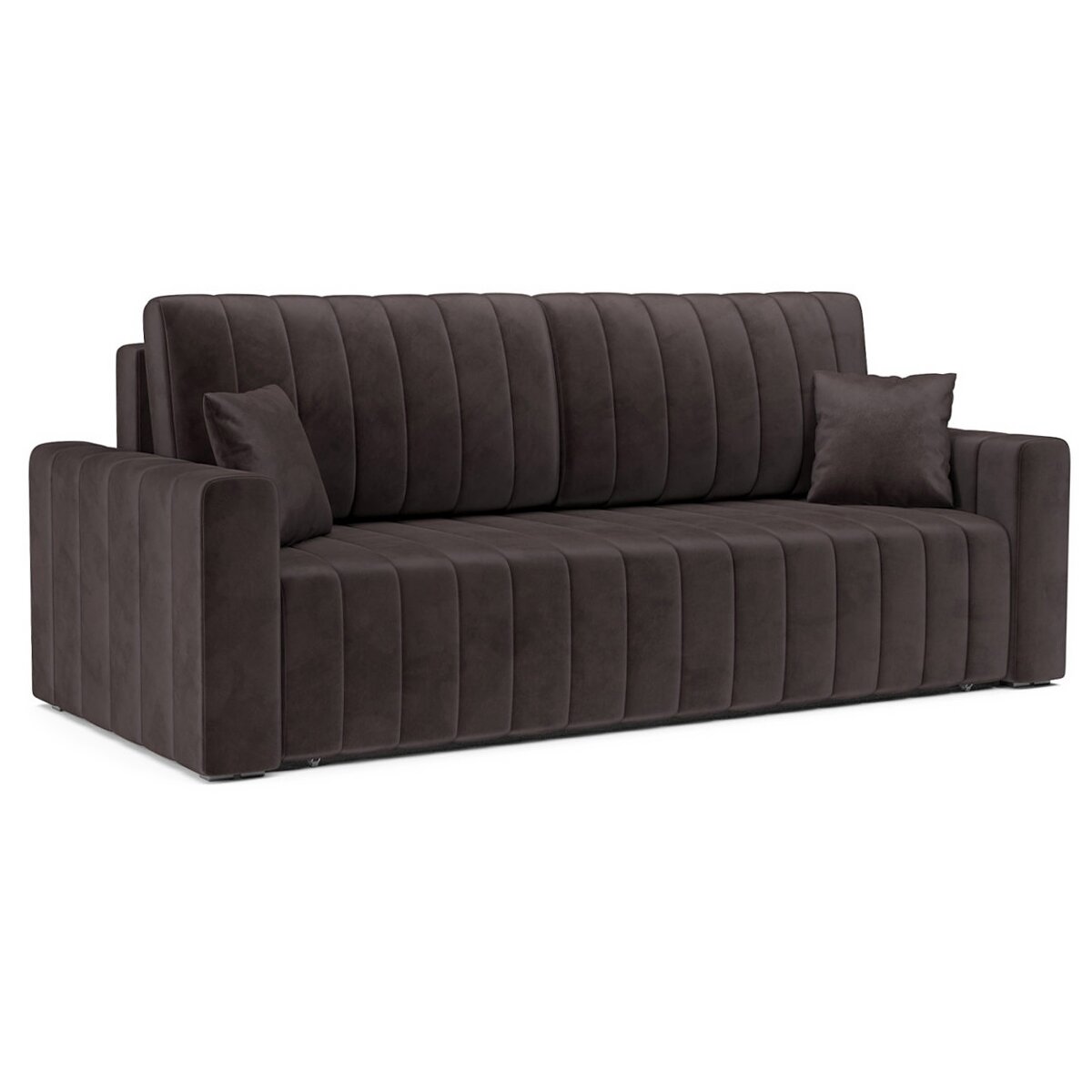 Диван Сток Диванов Сан-Ремо Brown шоколадный, механизм еврокнижка, с ящиком для хранения, бархат антикоготь