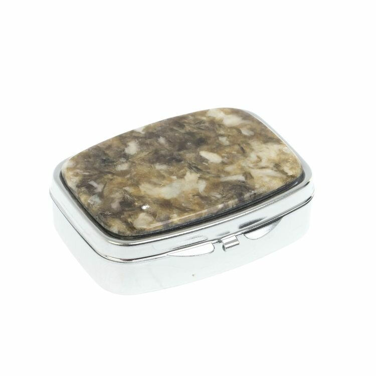 Таблетница на 2 отделения камень жельбертит цвет серебро 127855