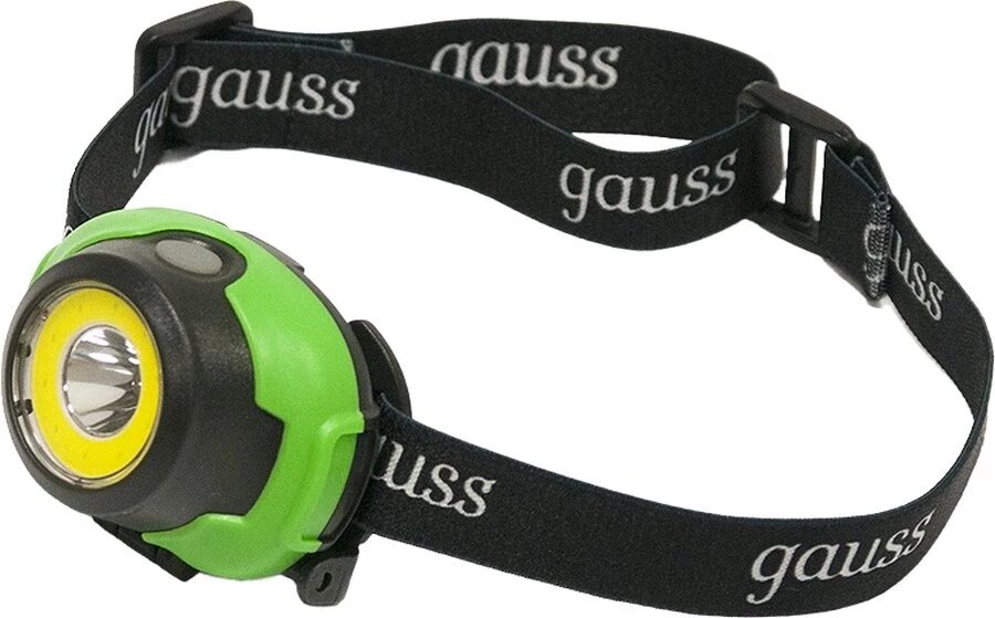 Фонарь налобный Gauss GFL303 черный/зеленый 4Вт лам: светодиод. AAAx3 (GF303)