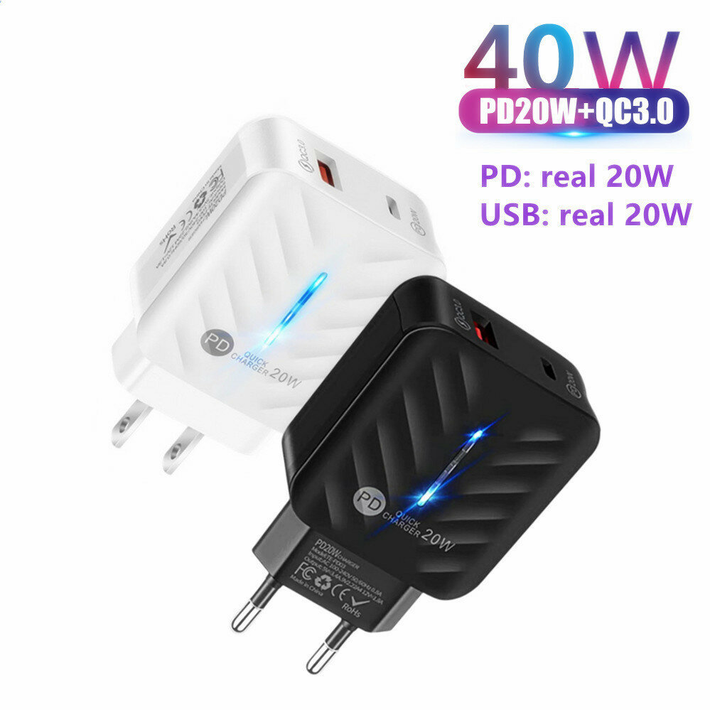 Зарядное устройство HCJTWIN LED streamer, PD20W, QC3.0, для мобильных, двухпортовое