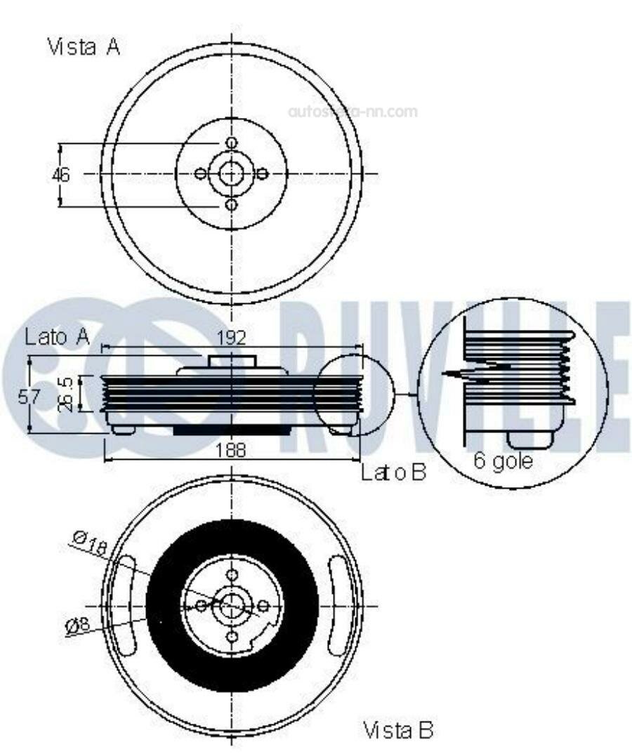 RUVILLE 520057 Шкив коленвала VW: CRAFTER 30-35
