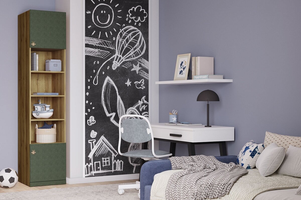 Пенал МебельЛэнд24 Скарабей - 2 МДФ Пантано 45x52x210 зеленый для одежды двухдверный