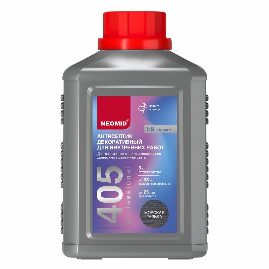 Неомид 405 (0,5 кг.) - декоративный антисептик для внутренних работ (морская галька)
