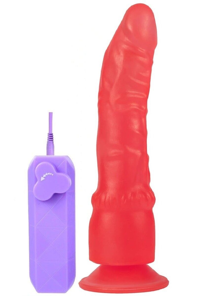 Вибратор на присоске, розовый, с выносным блоком управления, гелевый, реалистичный 20.5см