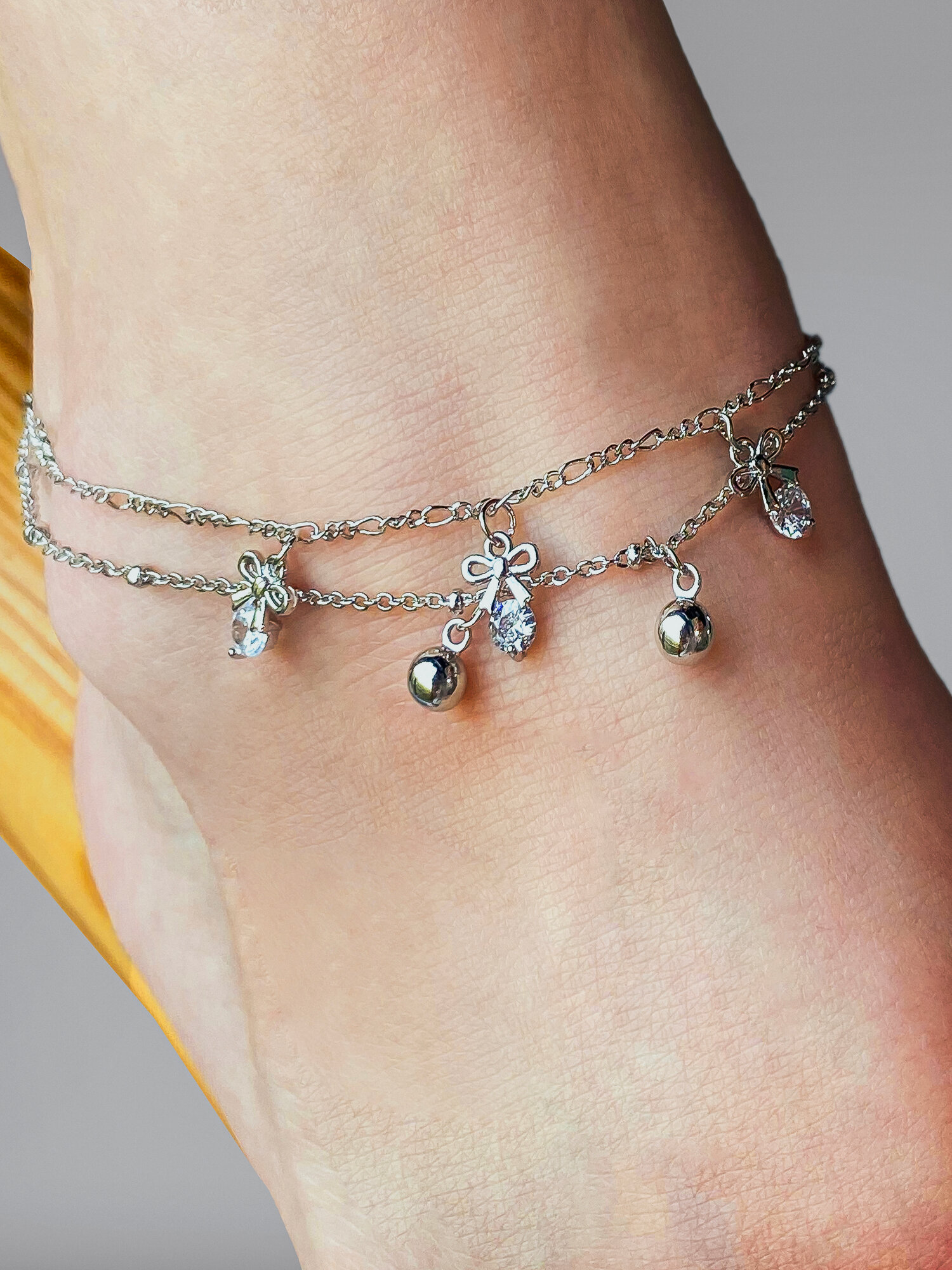 Браслет-цепочка, фианит