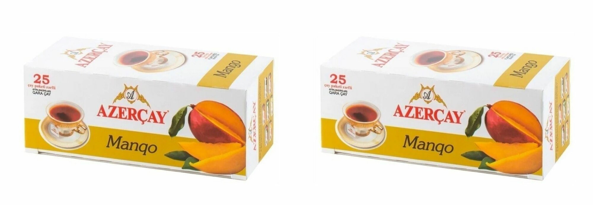 Azercay чай черный Манго, 25 пак, 2 упаковки