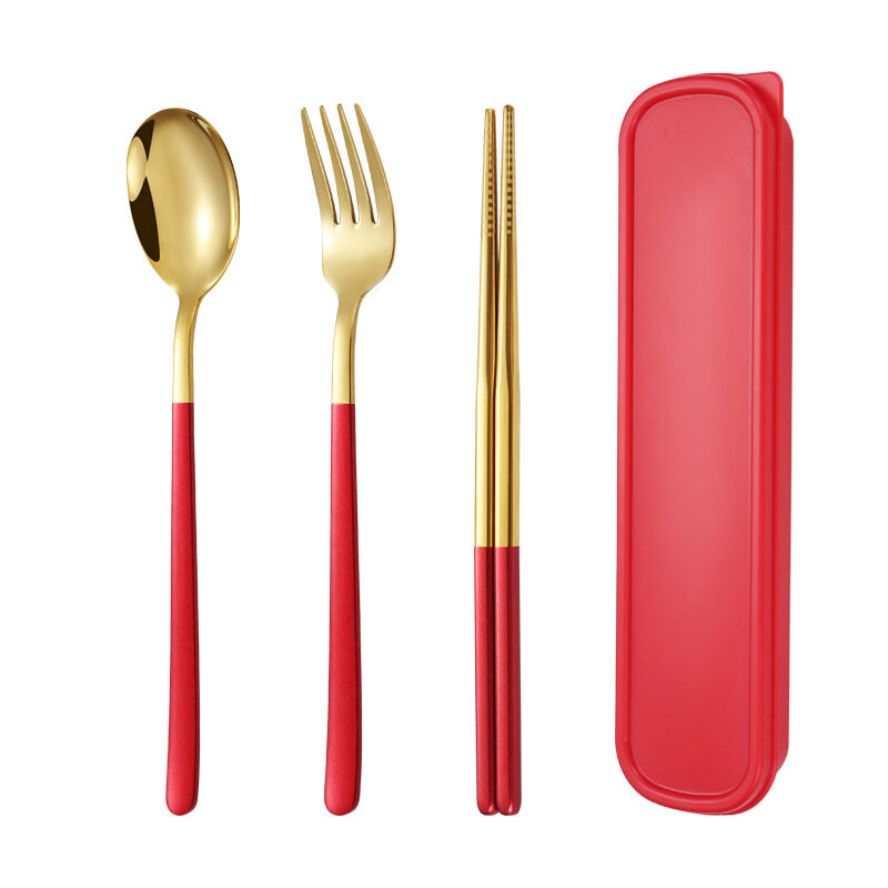 Набор из 3 ножей из нержавеющей стали 304, красно-золотой цвет, компактный для походов и путешествий